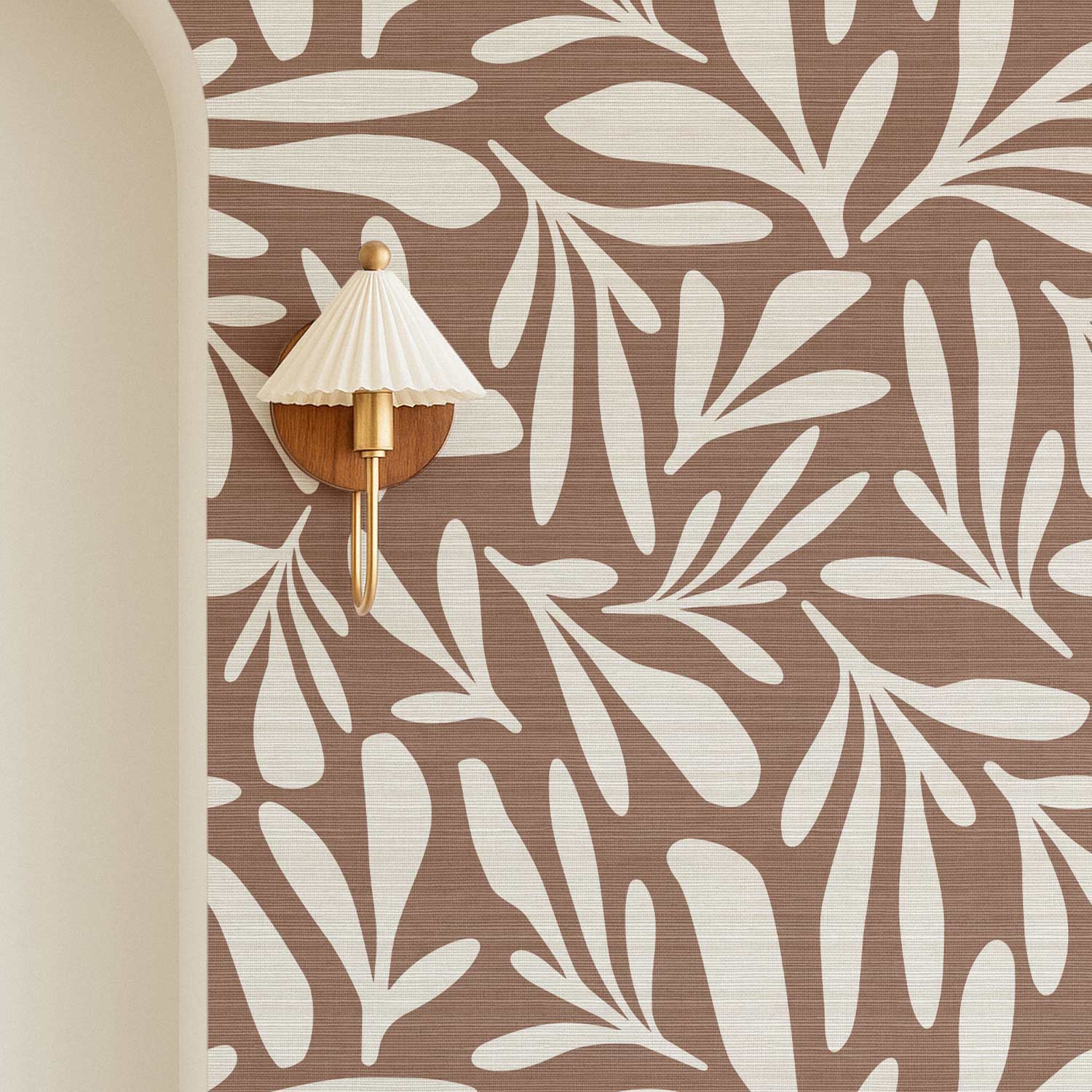 Mocha Color Floral Design Grasscloth Wallpaper | Livette's Wallpaper ...