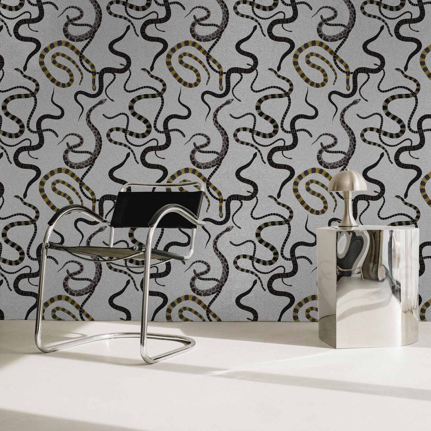 Silver Snake Metallic Wallpaper | Livettes | Livettes Wallpaper