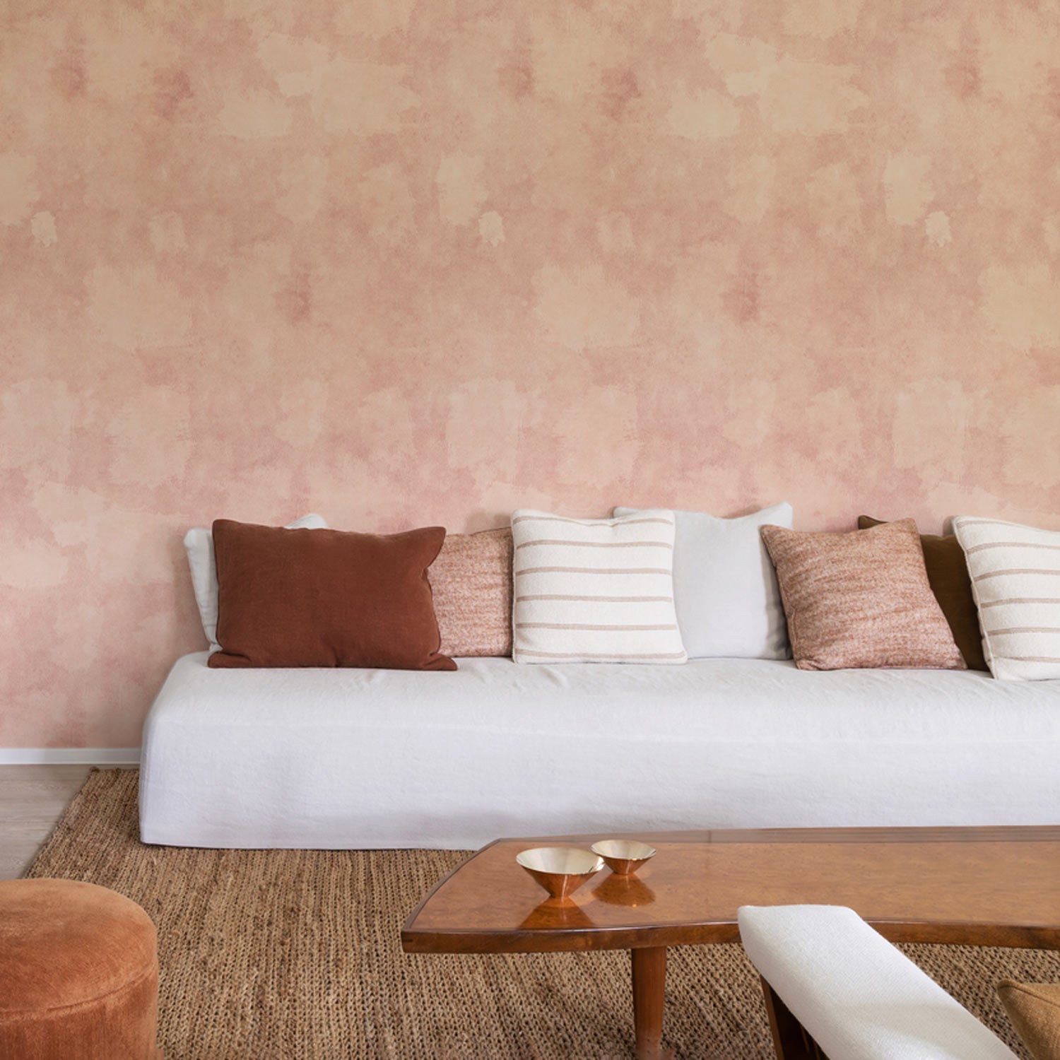 Modern Clay Pink Textured Limewash Removable Wallpaper | Livettes ...