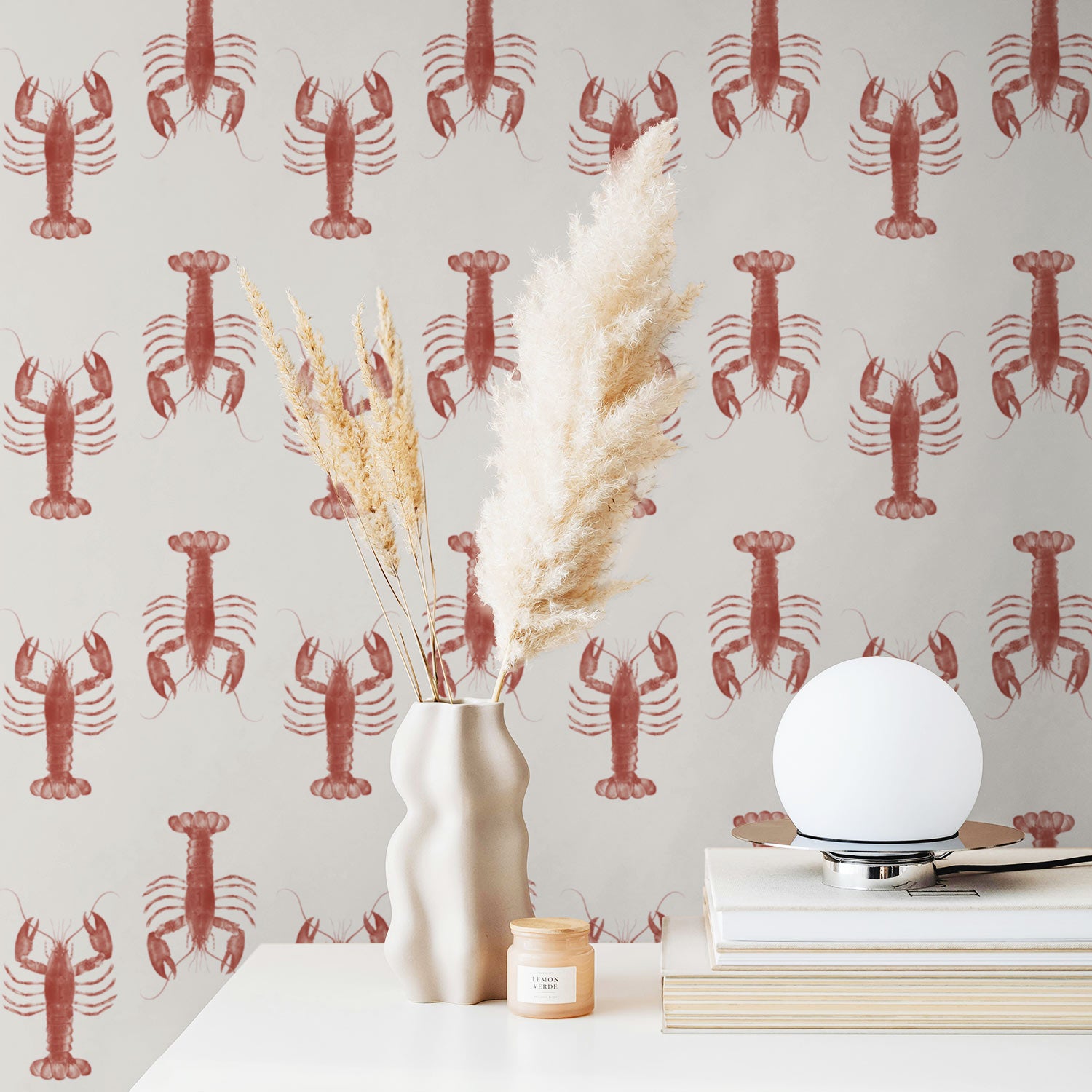 Red Lobster Removable Wallpaper | Coastal interior decor | Livettes ...