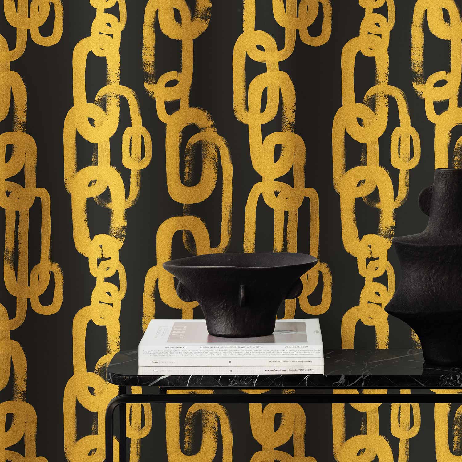 Gold Chain Pattern Metallic Wallpaper | Livettes | Livettes Wallpaper