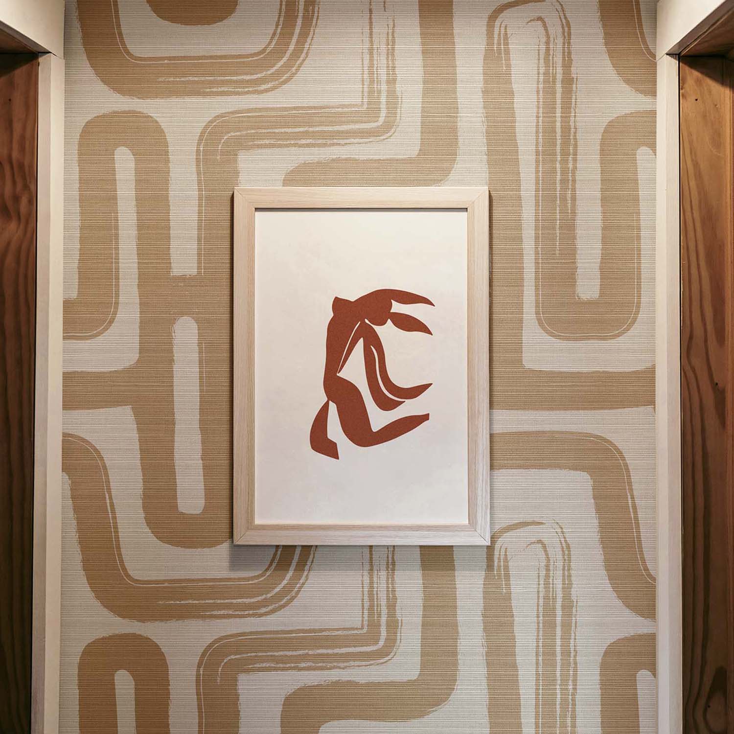 Latte Paintbrush Maze Design Grasscloth Wallpaper | Livette's Wallpaper ...