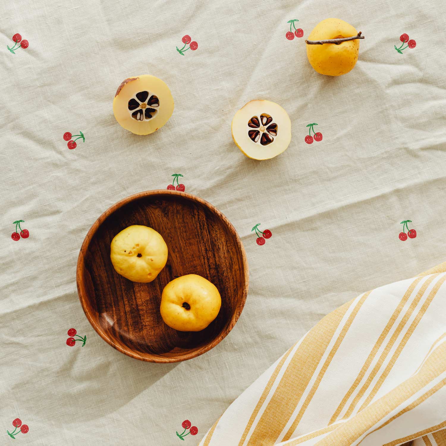 Tiny Cute Cherries Printed Fabric | Livettes Wallpaper