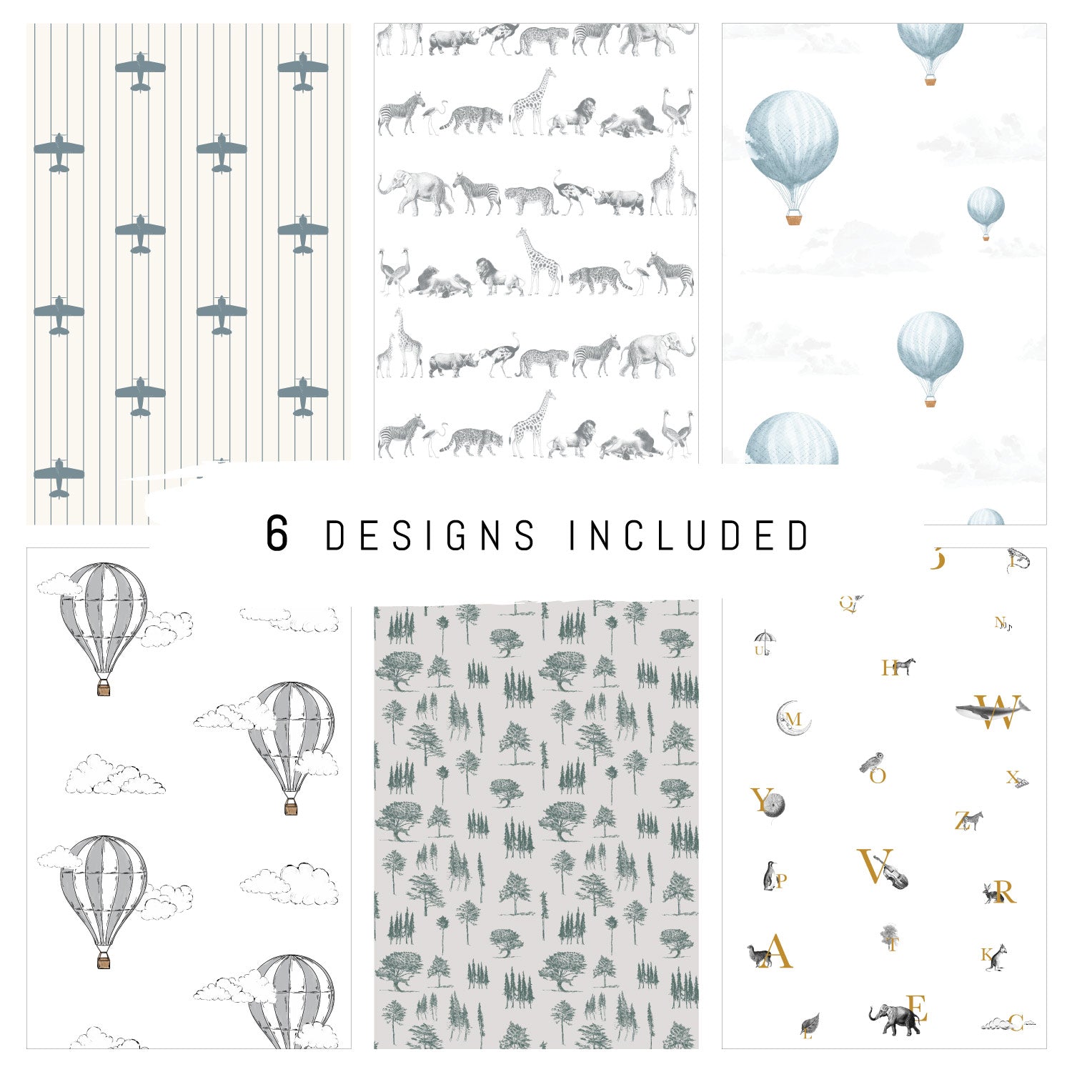 Wallpaper Sample Bundle - 6 Boys Room Samples | Livettes Wallpaper