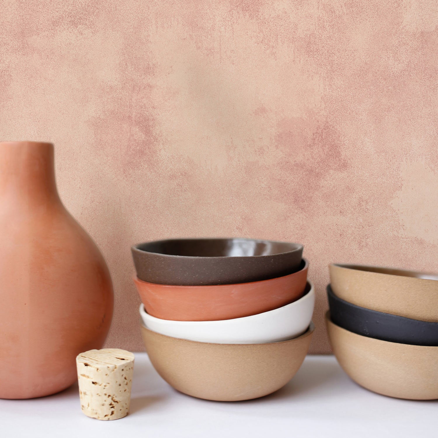 Modern Clay Pink Textured Limewash Removable Wallpaper | Livettes ...