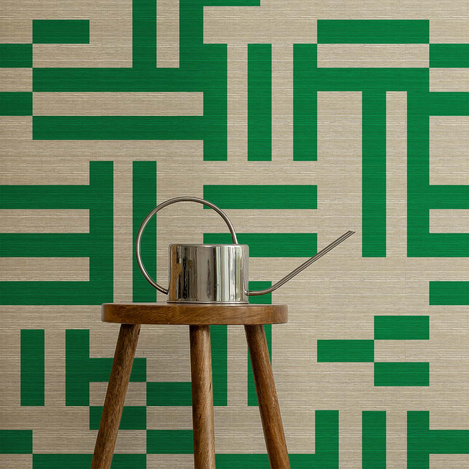 Green Maze Grasscloth Wallpaper | Livette's Wallpaper | Livettes Wallpaper