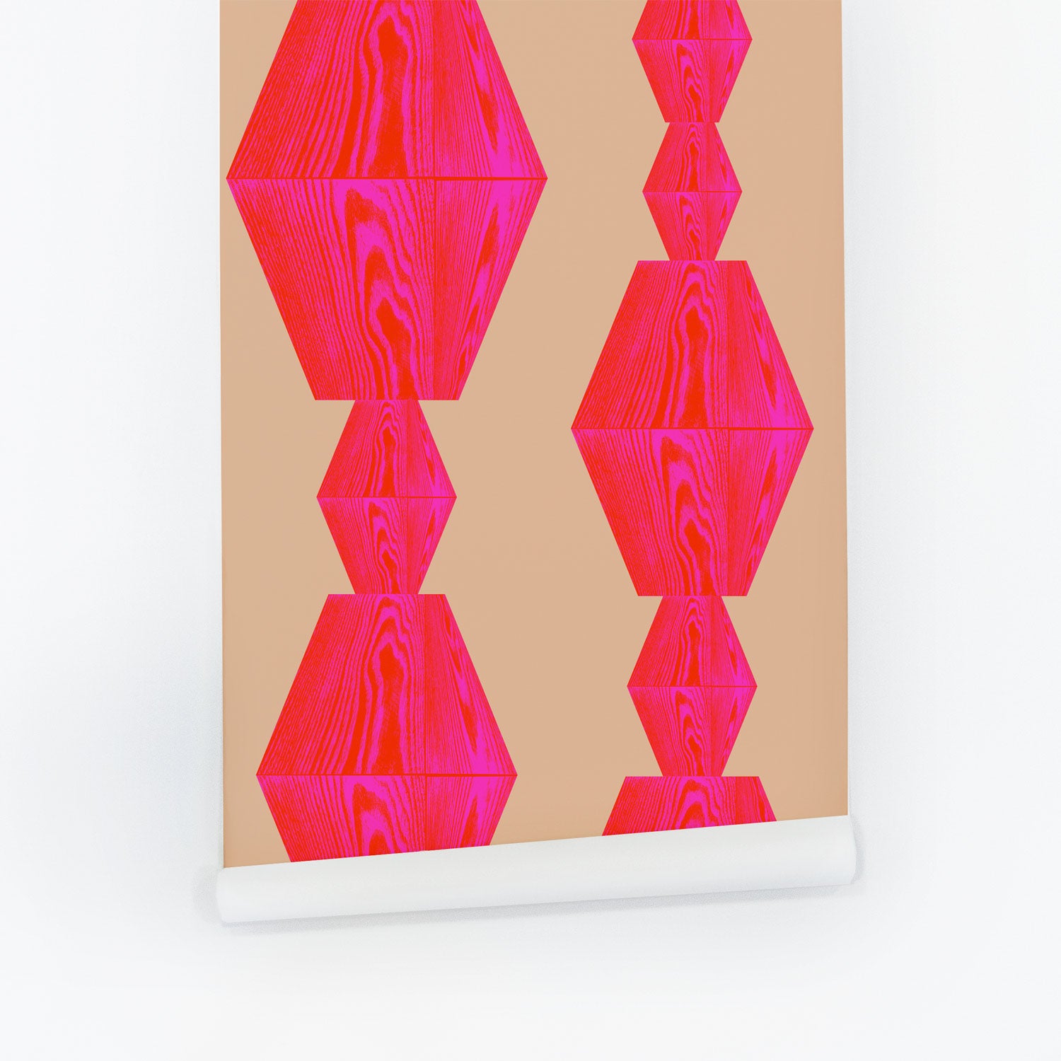 Hot Pink Geometric Wood Print Wallpaper | Livettes | Livettes Wallpaper