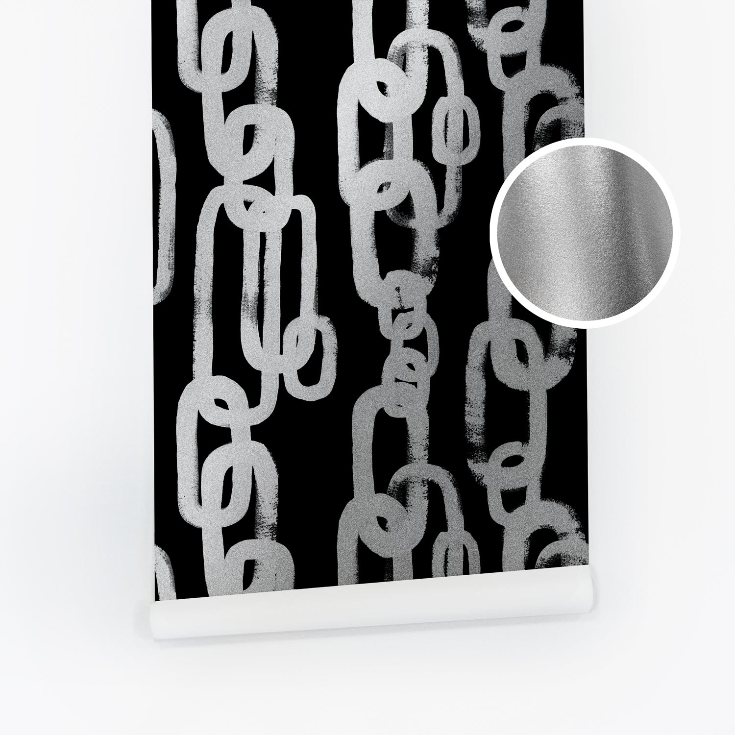 Metallic Silver Chain Pattern Wallpaper by Livettes | Livettes Wallpaper
