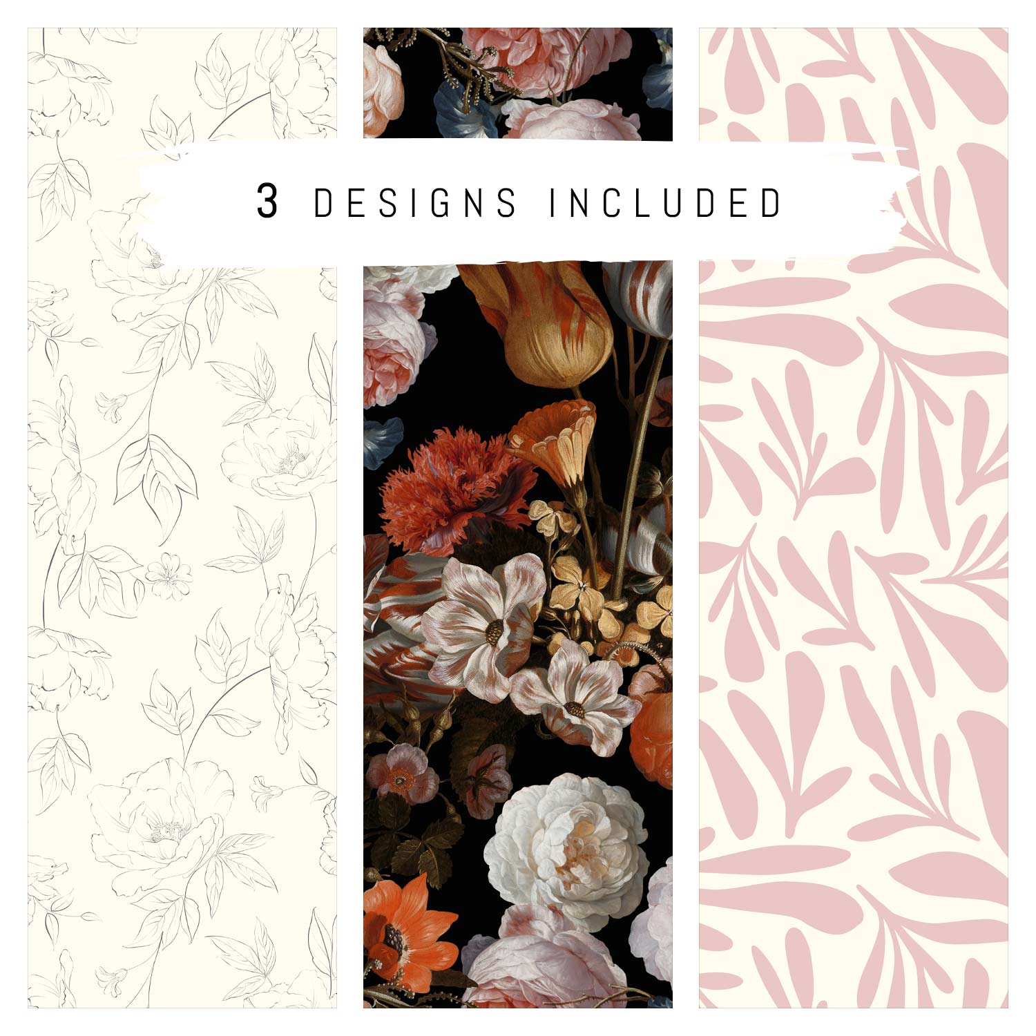 Wallpaper Sample Bundle - 3 Floral Wallpaper Design Samples | Livettes ...