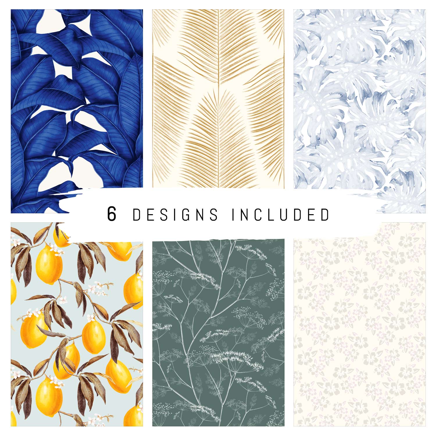 Wallpaper Sample Bundle - 6 Botanical Wallpaper Design Samples ...