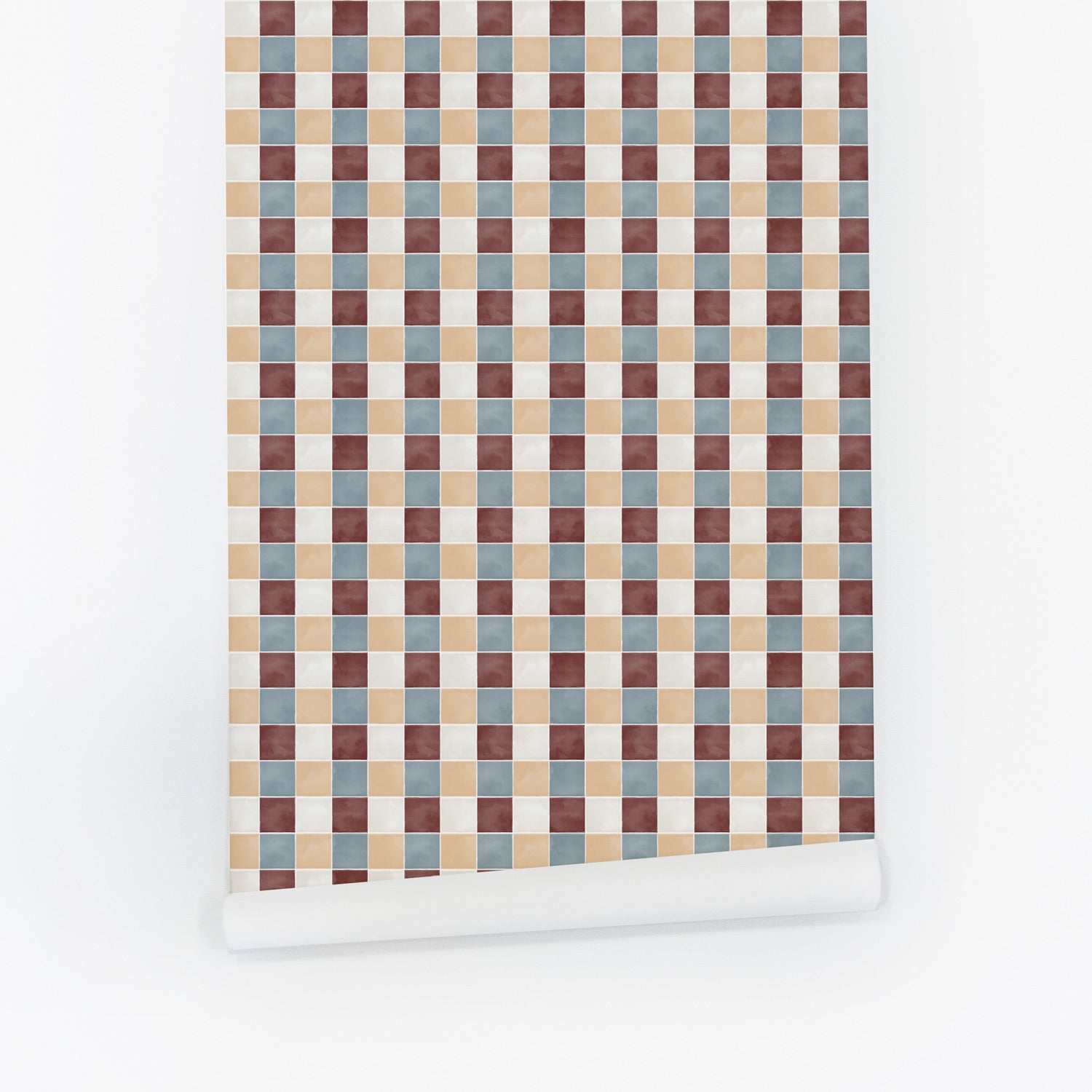 Retro Mosaic Tiles Print Wallpaper | Livettes | Livettes Wallpaper