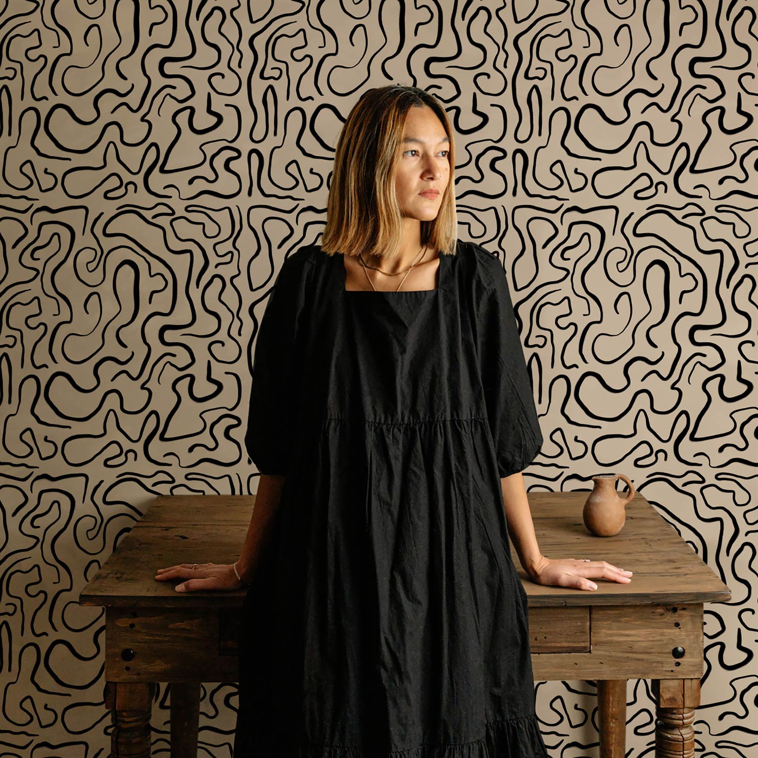 Abstract Funky Lines removable wallpaper | Livettes | Livettes Wallpaper