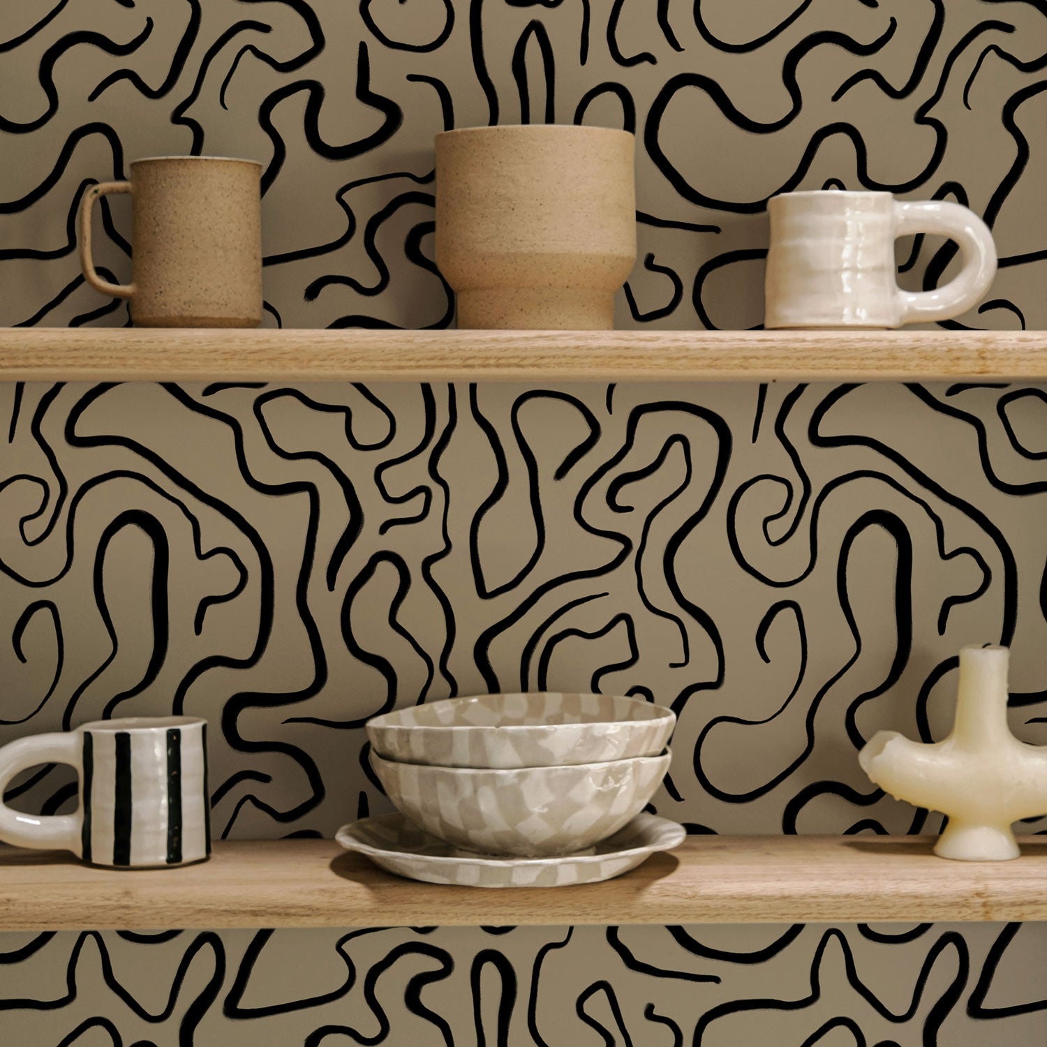 Abstract Funky Lines removable wallpaper | Livettes | Livettes Wallpaper