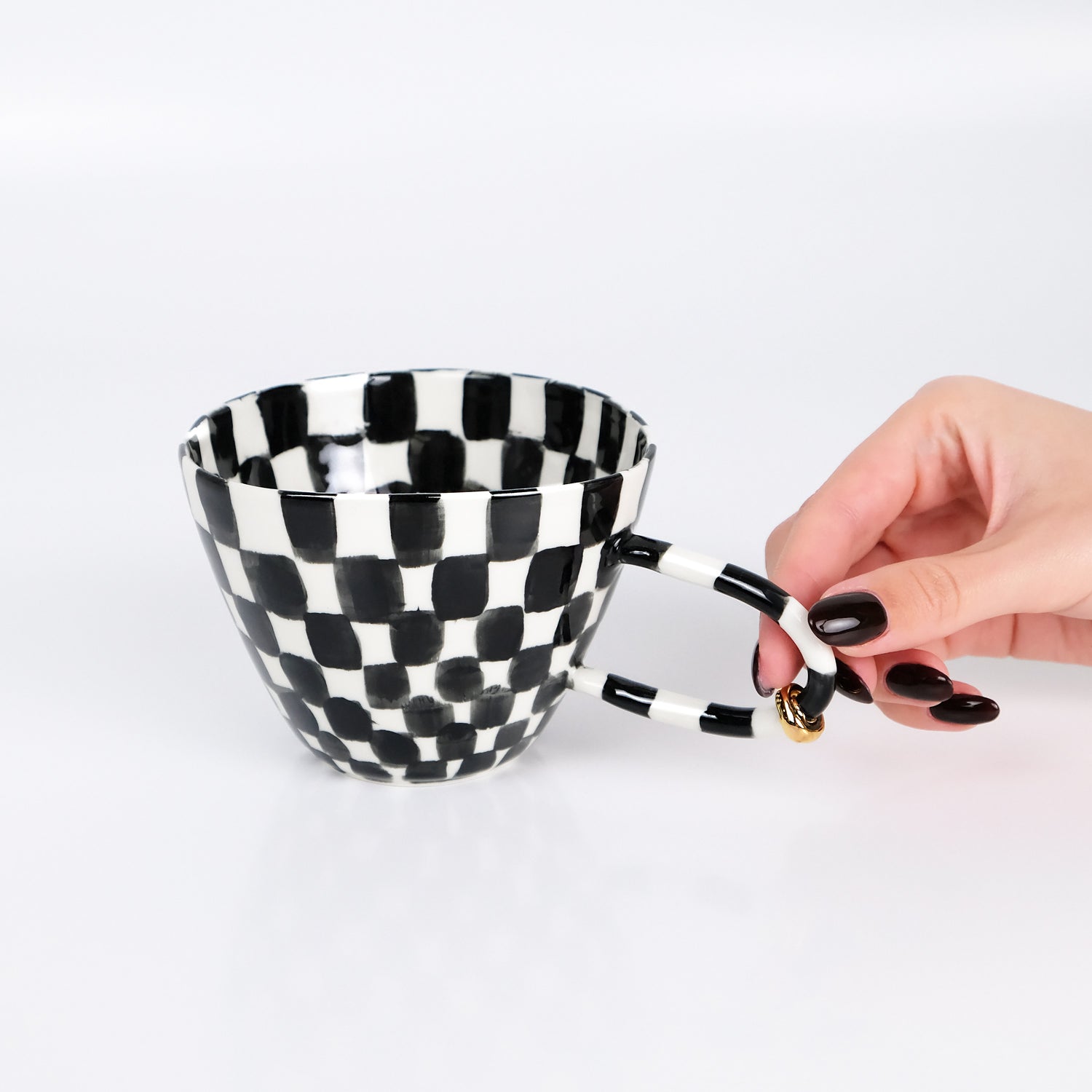 Handmade Porcelain Cup "Checkers" | Livettes Wallpaper