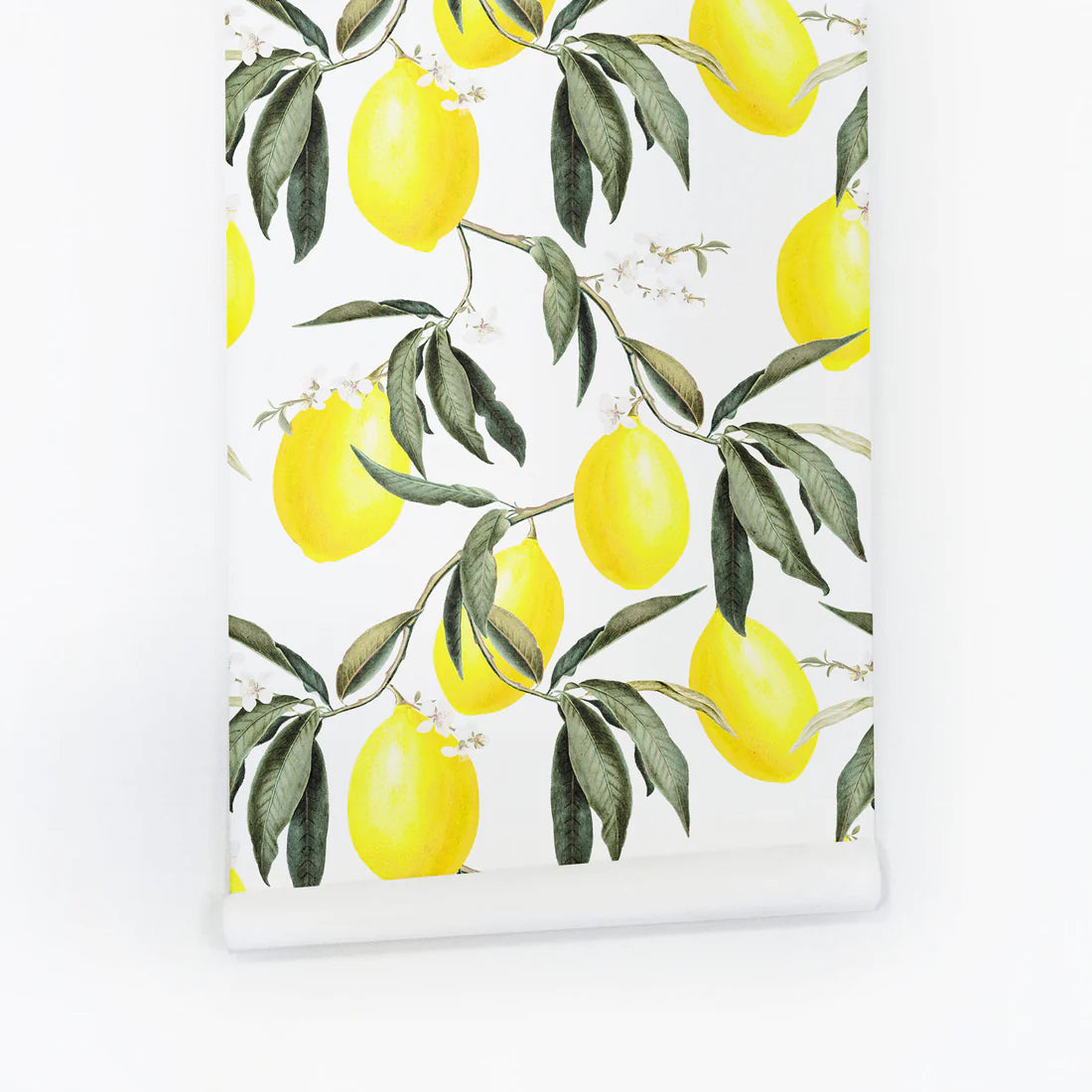 Neon yellow tropical wallpaper with lemons by Livettes | Livettes Wallpaper