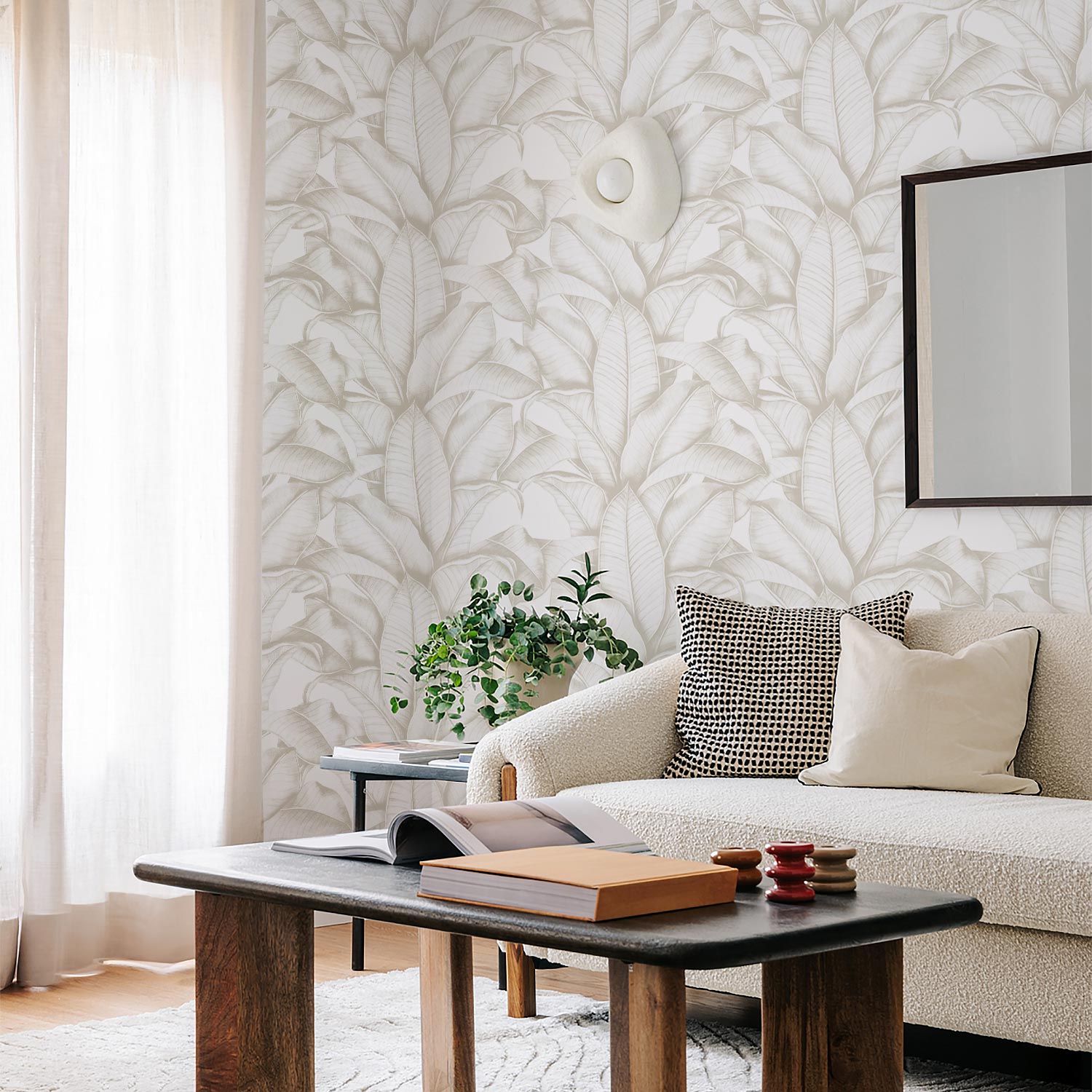 Neutral Banana Leaves Wallpaper | Livettes | Livettes Wallpaper