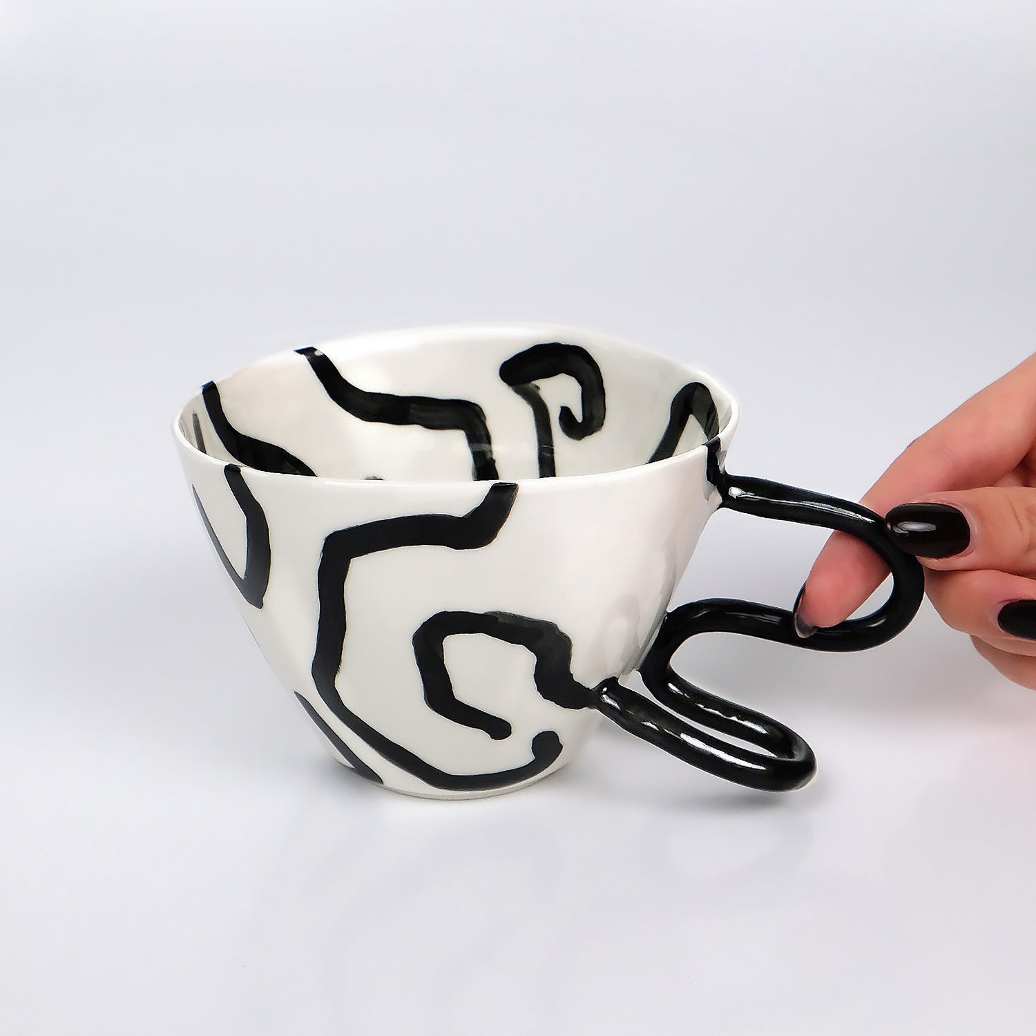 Handmade Porcelain Cup "Funky Lines" | Livettes Wallpaper
