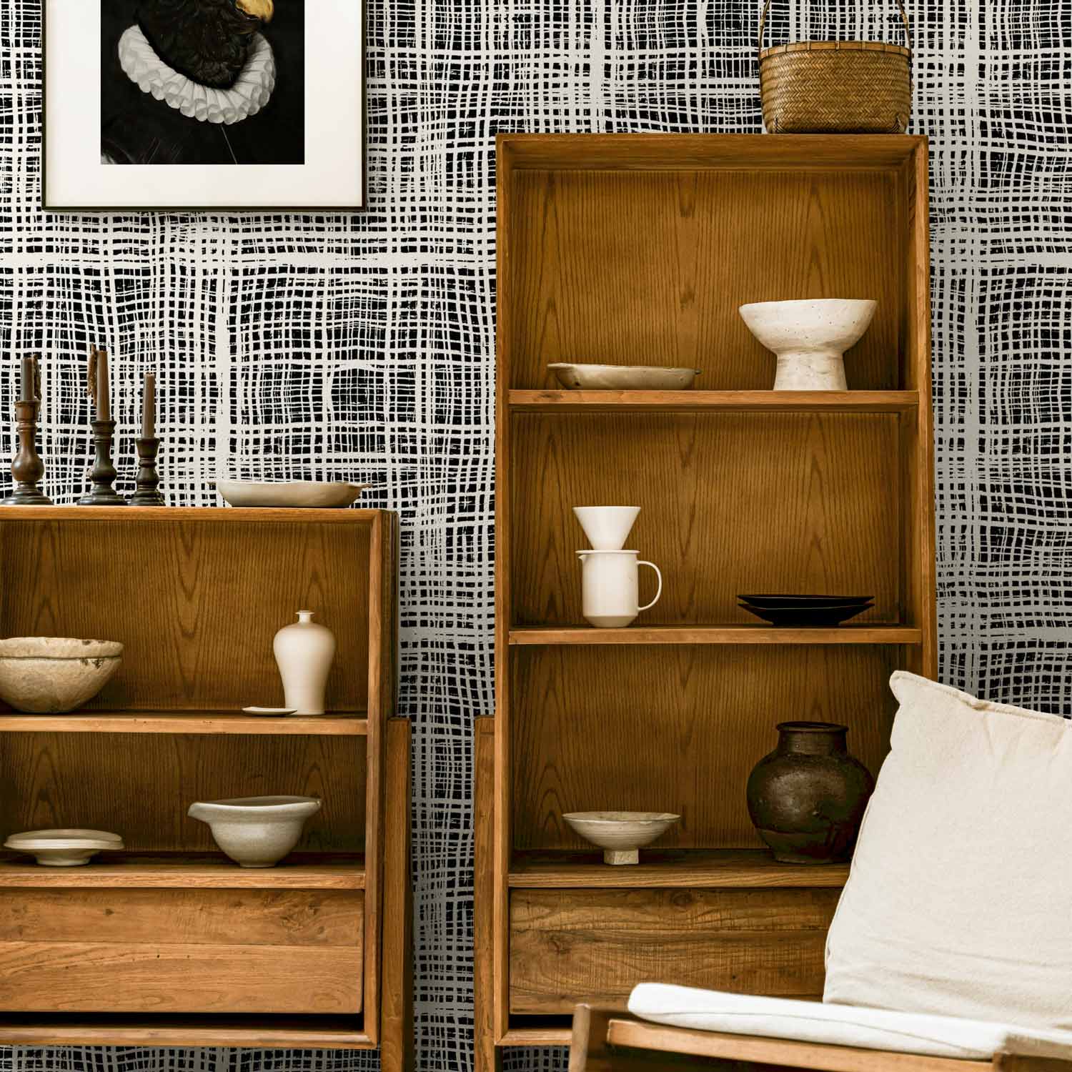 Black plaid removable wallpaper by Livettes | Livettes Wallpaper