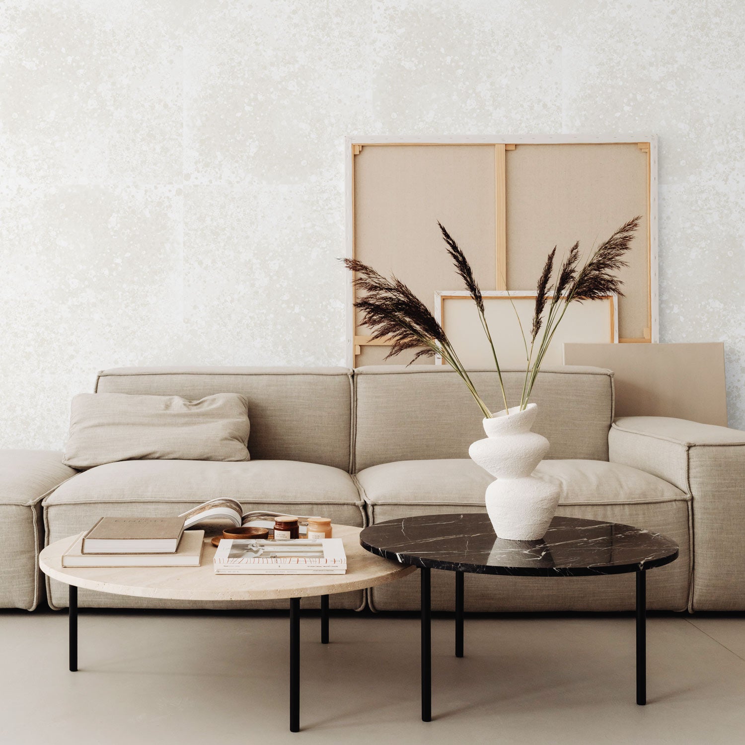 Light Concrete Tile Pattern Removable Wallpaper | Livettes Wallpaper