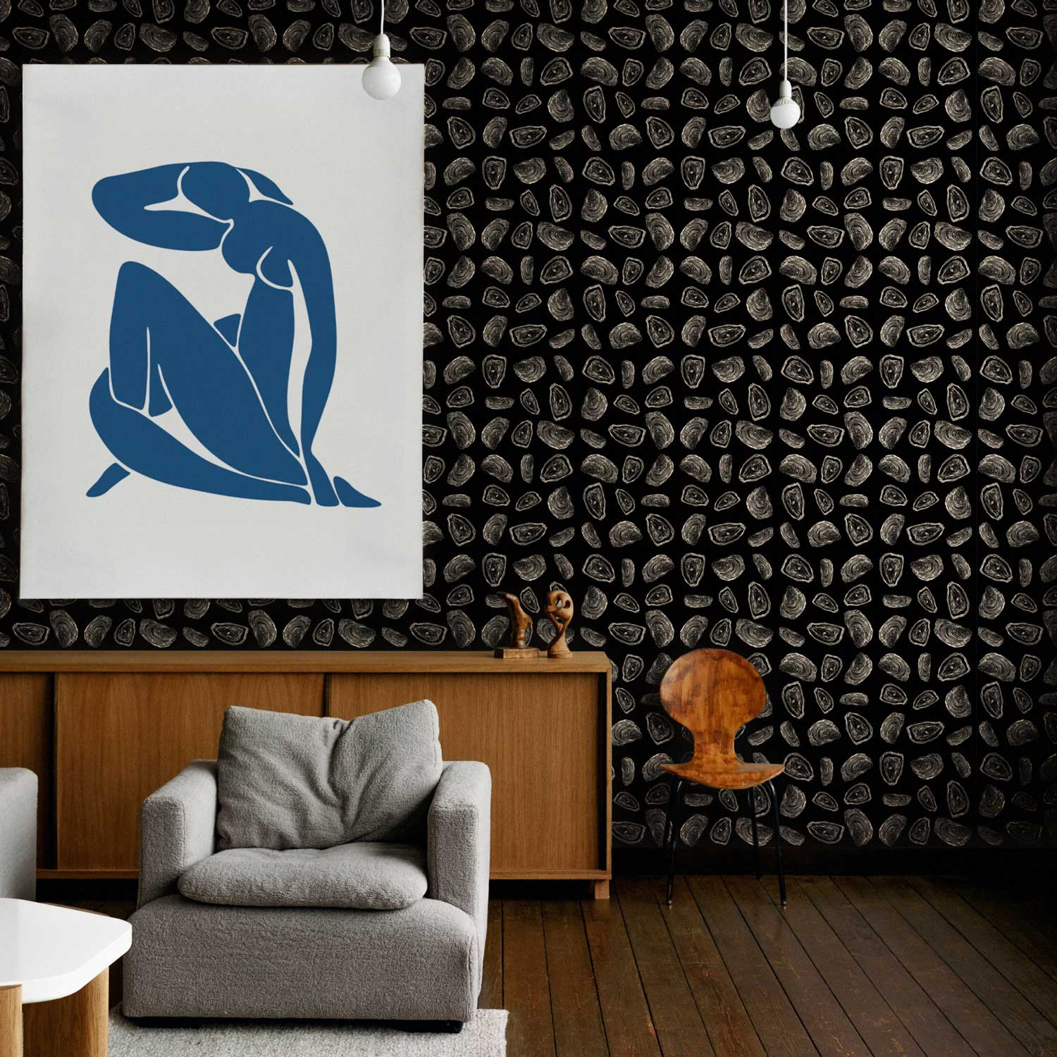 Dark Abstract Oysters Removable Wallpaper | Livettes | Livettes Wallpaper